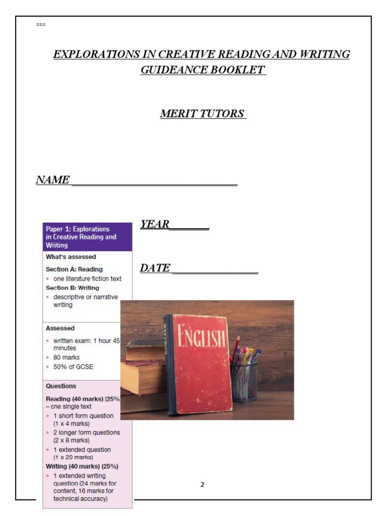 Gcse Paper 1 Language Booklet Final | PDF | Question | Narrative