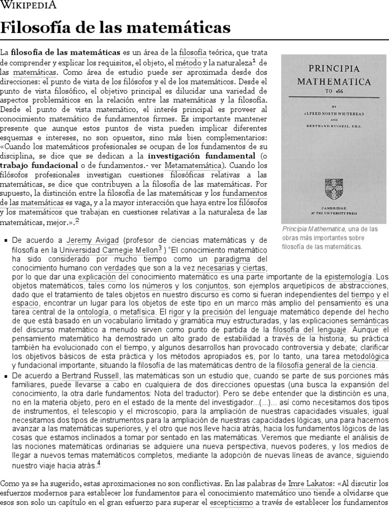 Filosofía de las matemáticas - Wikipedia, la enciclopedia libre | PDF ...