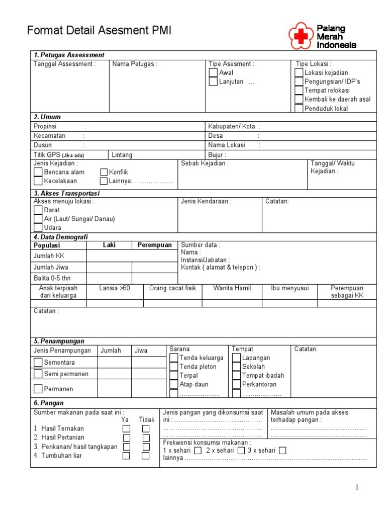 Format Asesmen PMI Terperinci | PDF