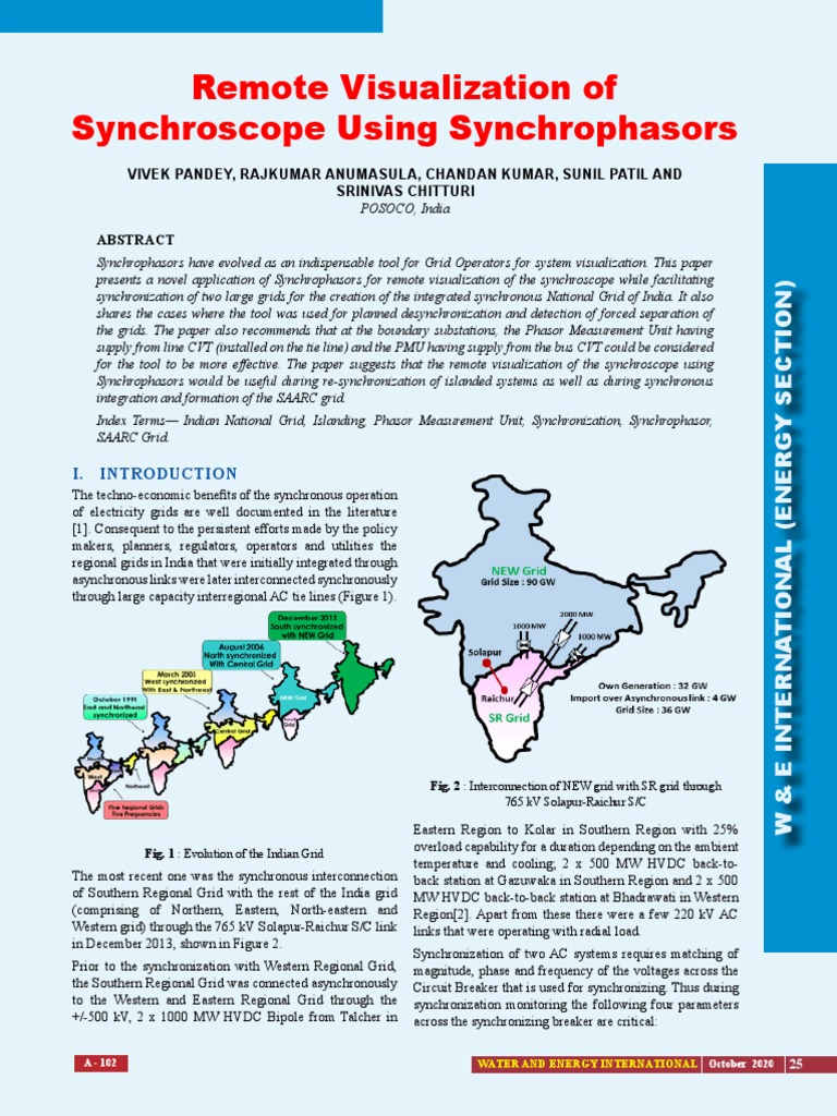 Remote Visulisation of Synchroscope Using Synchrophasors CBIP WE Oct 2020 | PDF | Electrical ...
