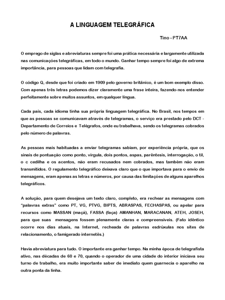 051 - A Linguagem Telegrafica | PDF | Telegrafia | Rádio