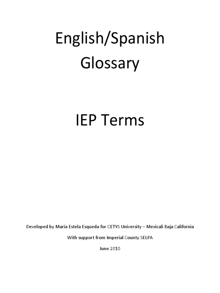 IEP Terms Glossary in Spanish | PDF | Individualized Education Program ...