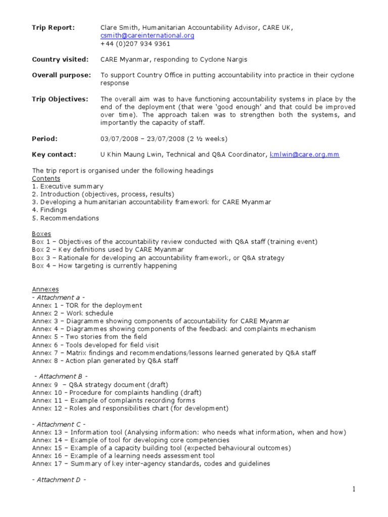 Sample Trip Report - Myanmar | Download Free PDF | Capacity Building ...
