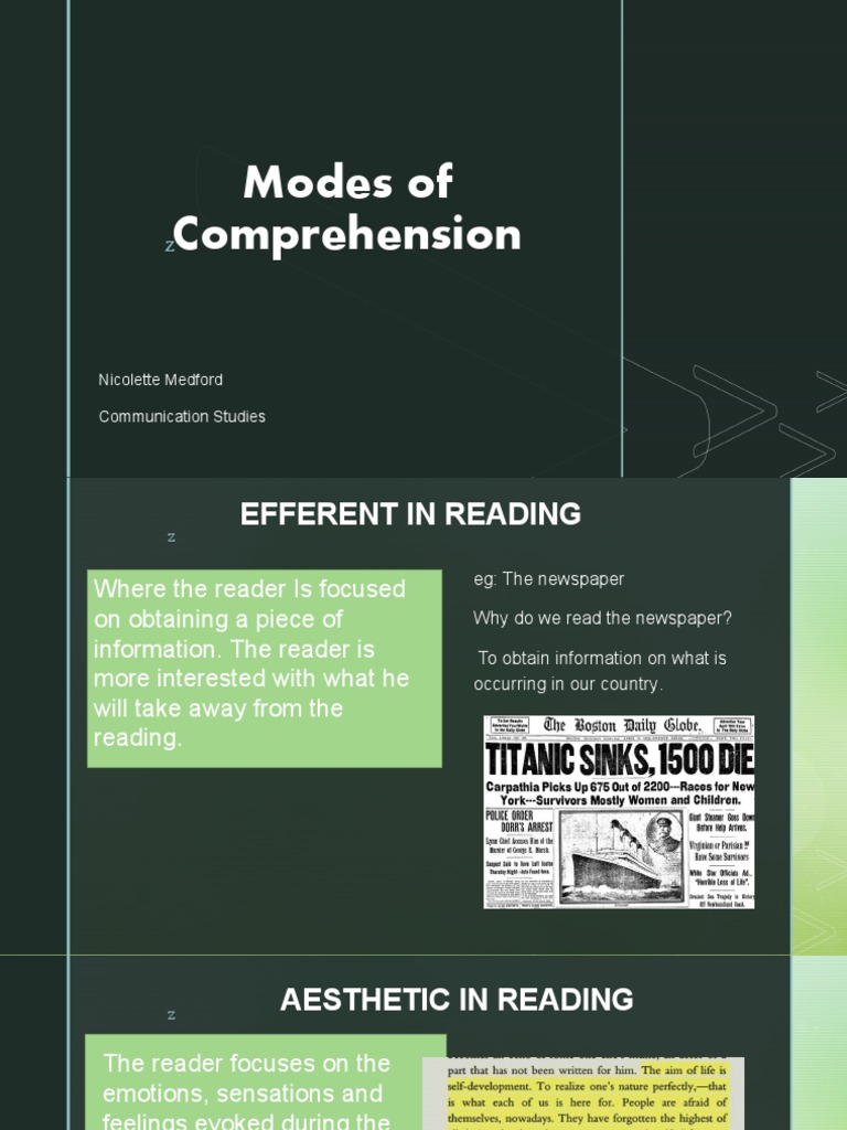 Modes of Comprehension (NicoletteMedford) | PDF