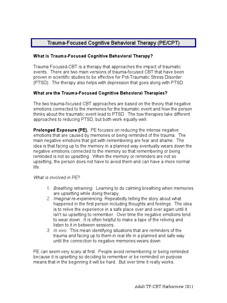 Trauma Therapy Information. Adults | PDF | Cognitive Behavioral Therapy ...