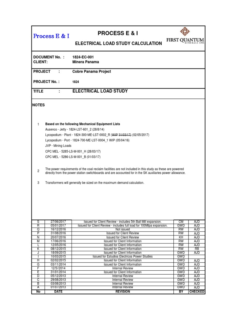 1824-EC-001 - S Electrical Load Study | PDF | Mill (Grinding ...