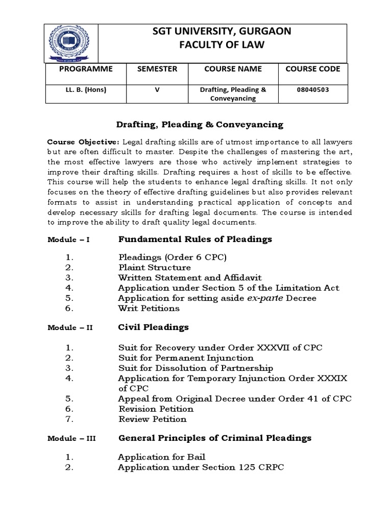 Drafting Pleading Conveyancing 2 | PDF | Deed | Pleading