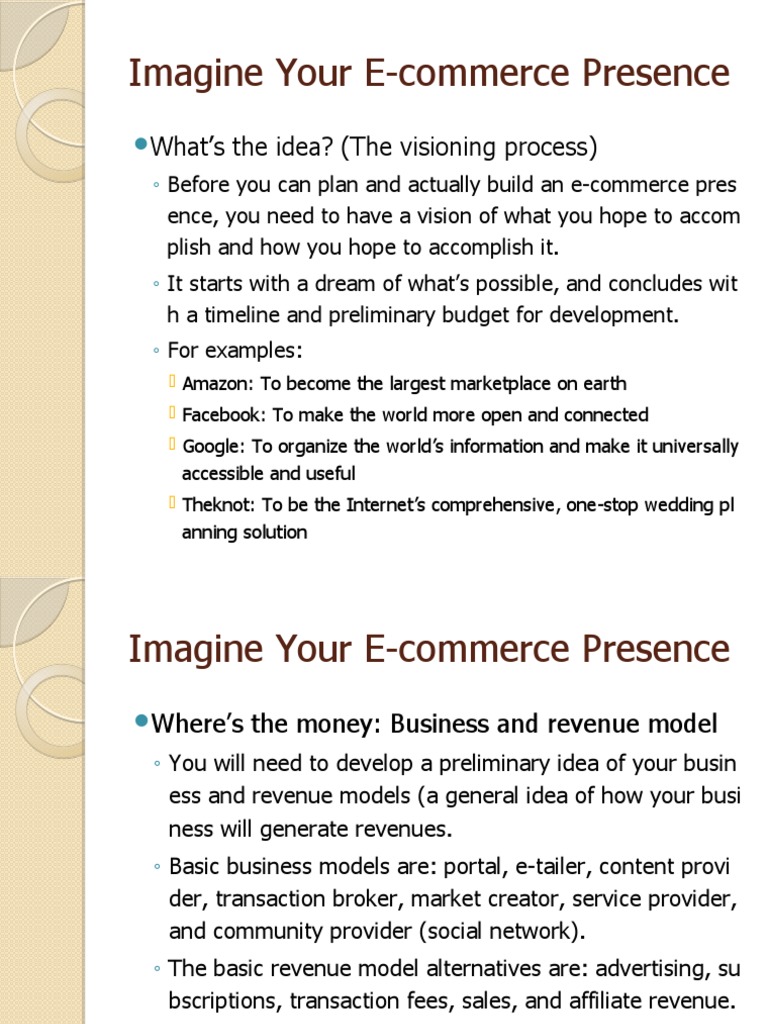 Imagine Your E-Commerce Presence: What's The Idea? (The Visioning ...