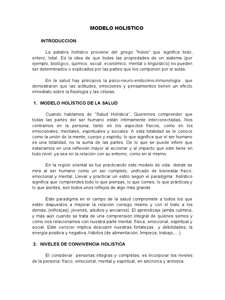 Modelo Holistico | PDF | Holismo | Biología