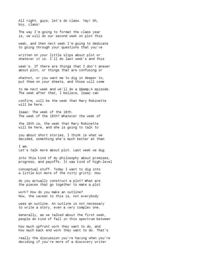 Lecture 3 Plot Part 2 Brandon Sanderson On Writing Science Fiction