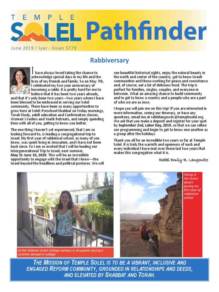 Temple Solel Pathfinder June 2019 | PDF | Shabbat | Torah