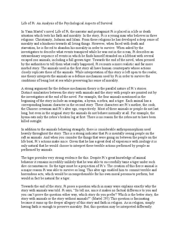 Life of Pi Analysis | PDF | Emergence | Psychological Concepts