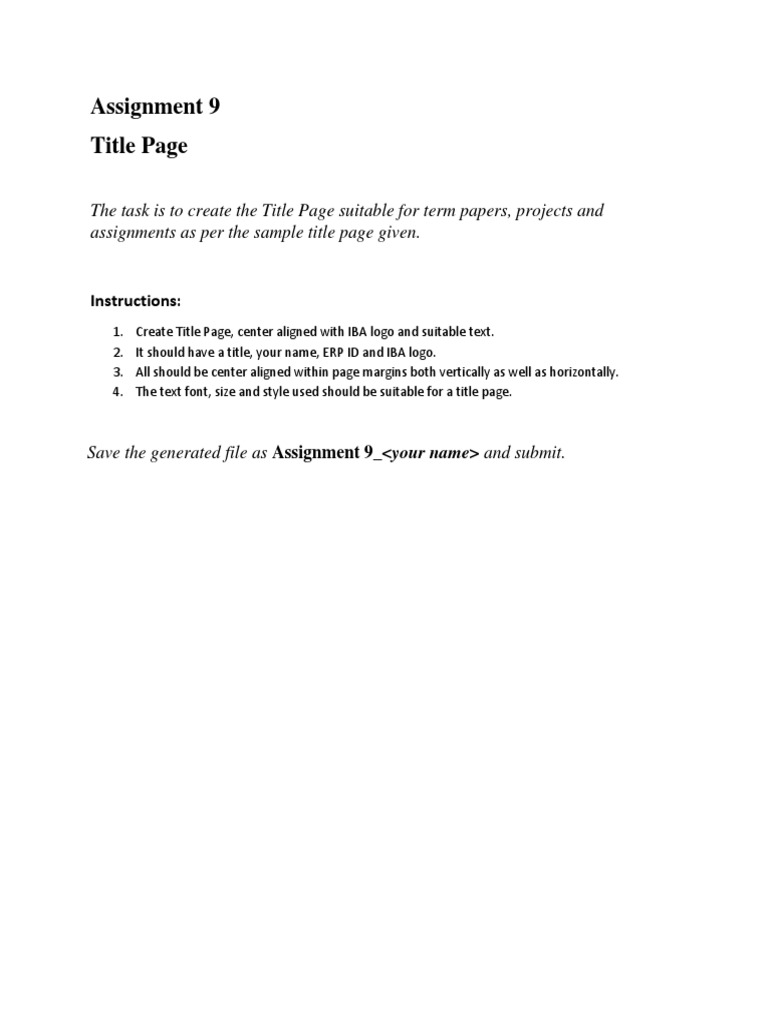 Assignment 9 - Creating Title Page | PDF