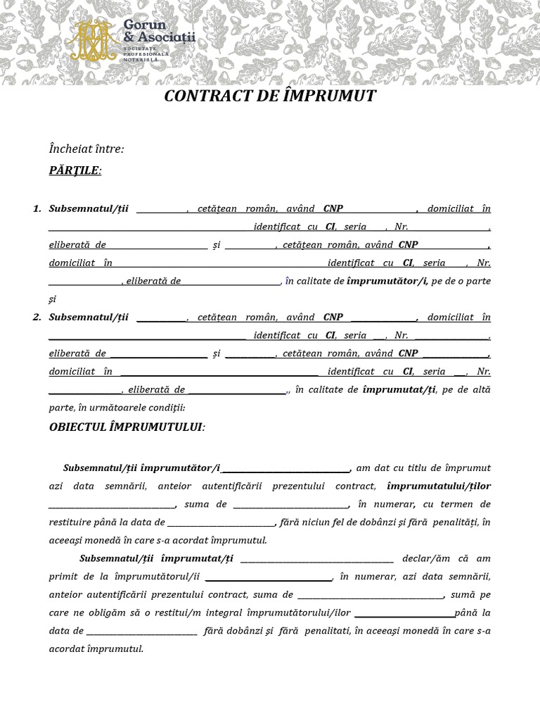 Contract de Împrumut | PDF