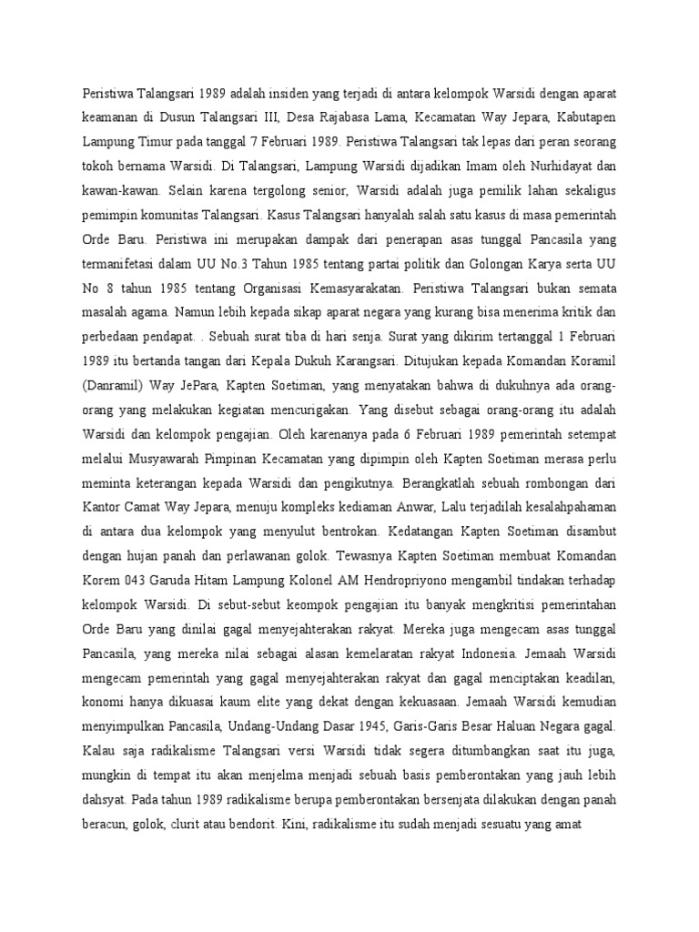 Peristiwa Talangsari | PDF | Ilmu Sosial