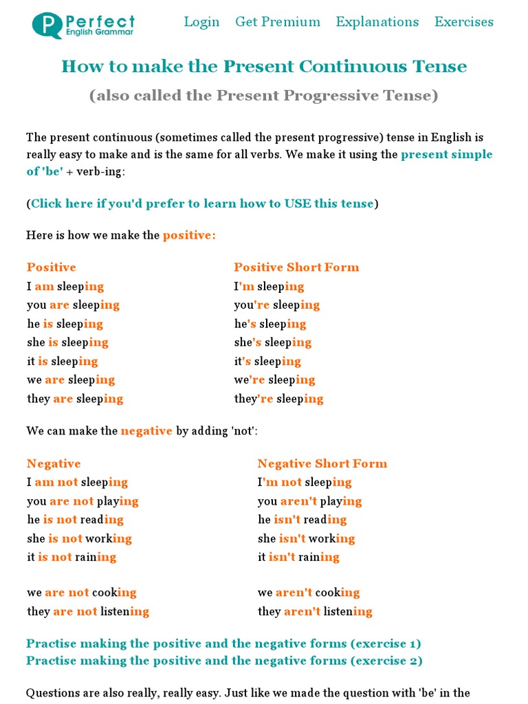 How To Make The Present Continuous Tense | Download Free PDF ...