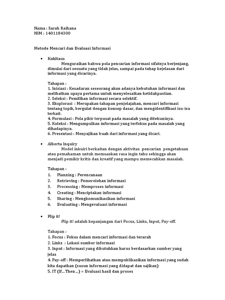 Metode Pencarian Informasi | PDF | Ilmu Sosial