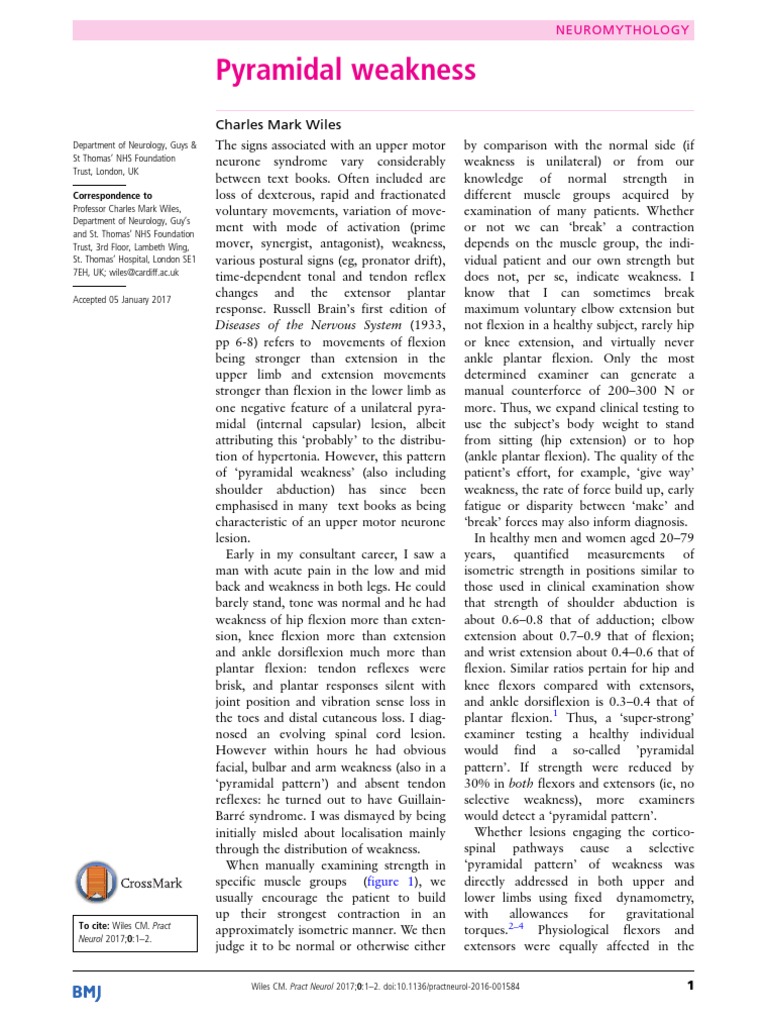 Pyramidal Weakness. Practical Neurology | PDF | Anatomical Terms Of ...
