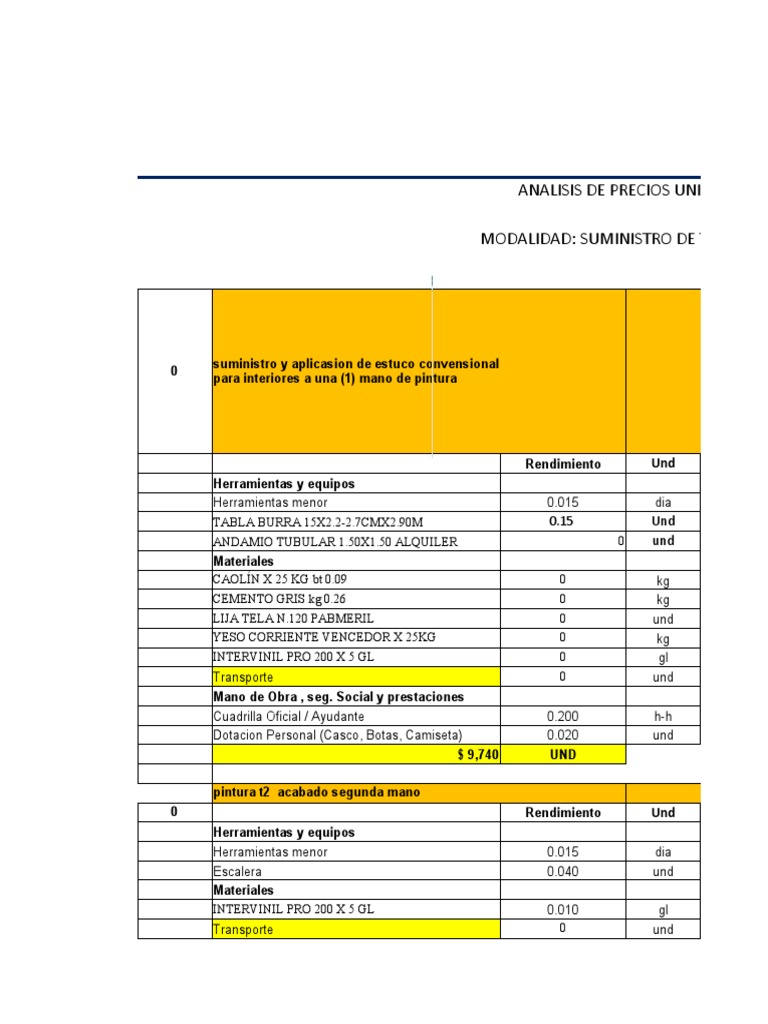 Formato Apu | PDF | Materiales de construcción | Naturaleza