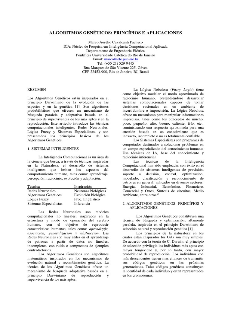 Algoritmos Genéticos, Principios y Aplicaciones | PDF | Algoritmo ...