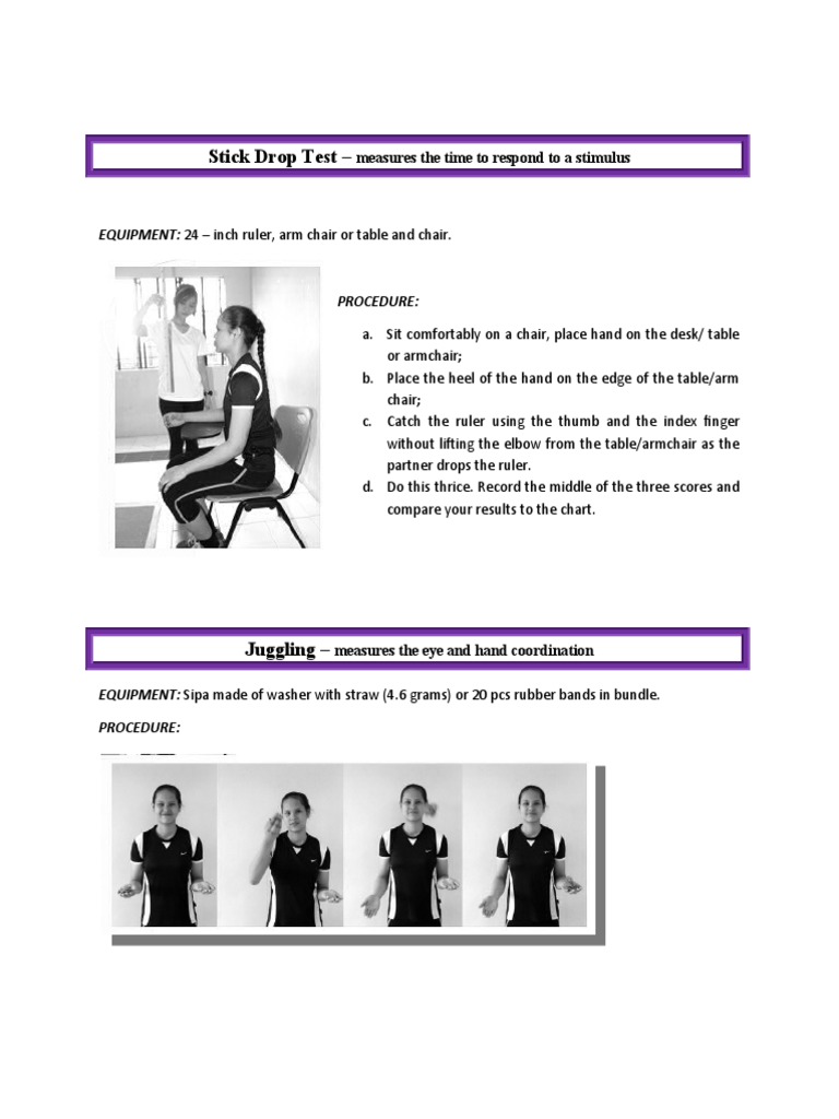 Stick Drop Test - : EQUIPMENT: 24 - Inch Ruler, Arm Chair or Table and ...