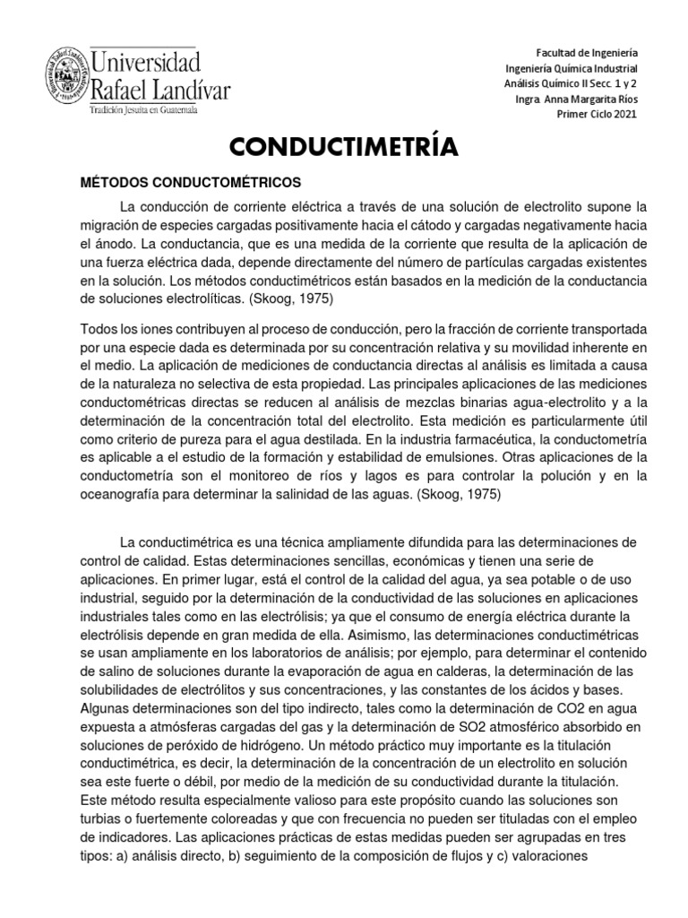 CONDUCTIMETRÍA | PDF | Valoración | Química