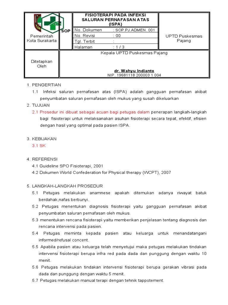 SOP Fisioterapi Pada ISPA | PDF
