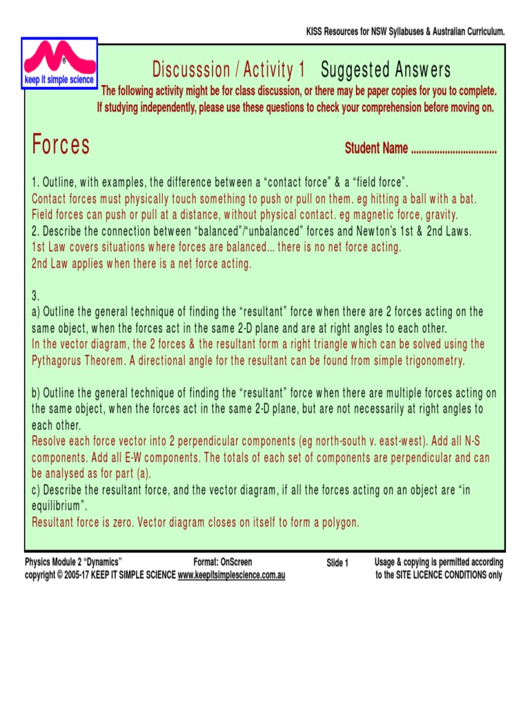 Forces: Discusssion / Activity 1 | PDF | Collision | Force