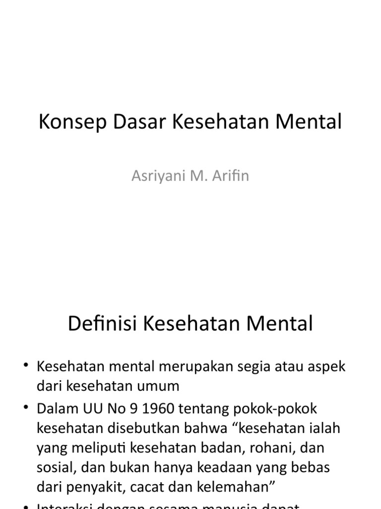 Konsep Dasar Kesehatan Mental | PDF | Pengembangan Diri