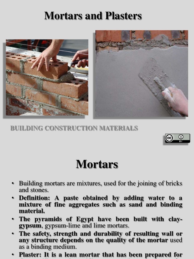 Mortars and Plasters: Building Construction Materials | PDF | Mortar ...