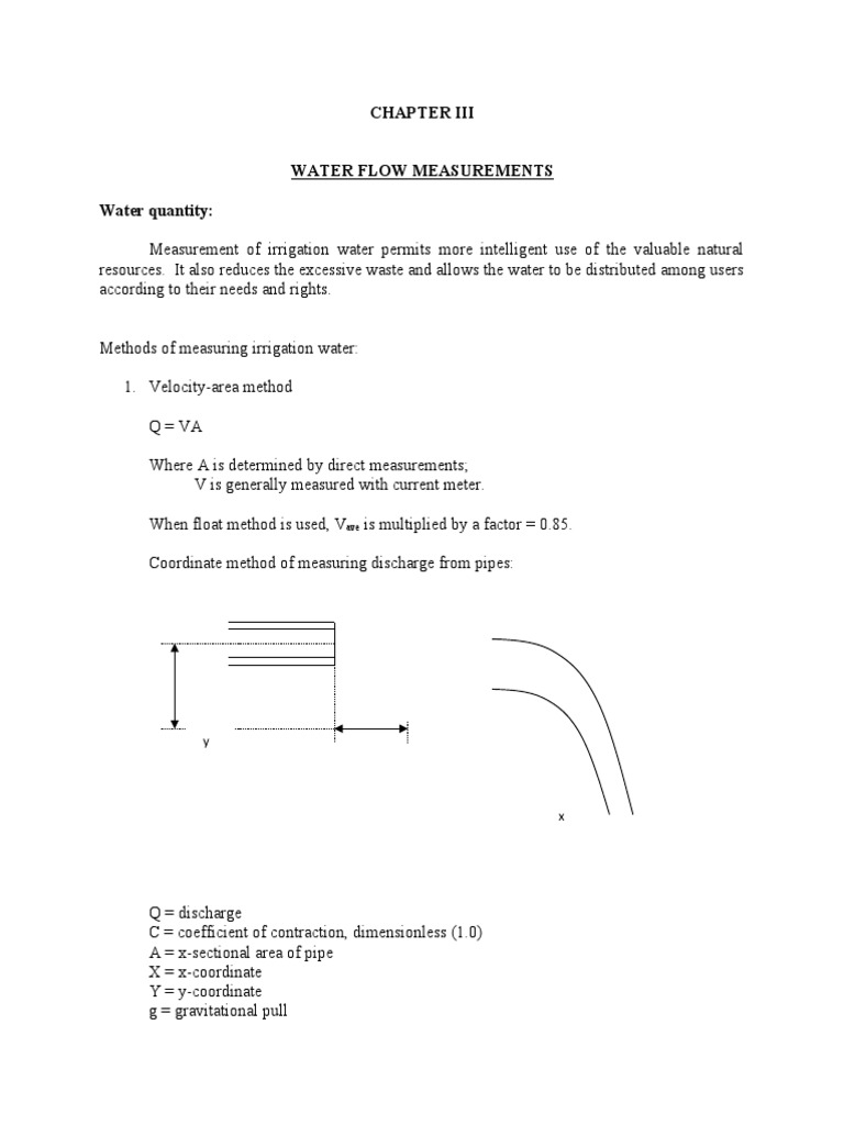 CHAPTER3 Water Flow Measurements | PDF | Irrigation | Transparent Materials