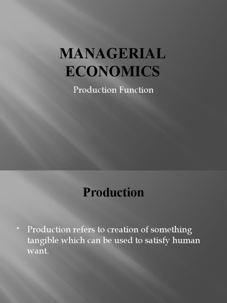 Managerial Economics: Production Function | Download Free PDF ...