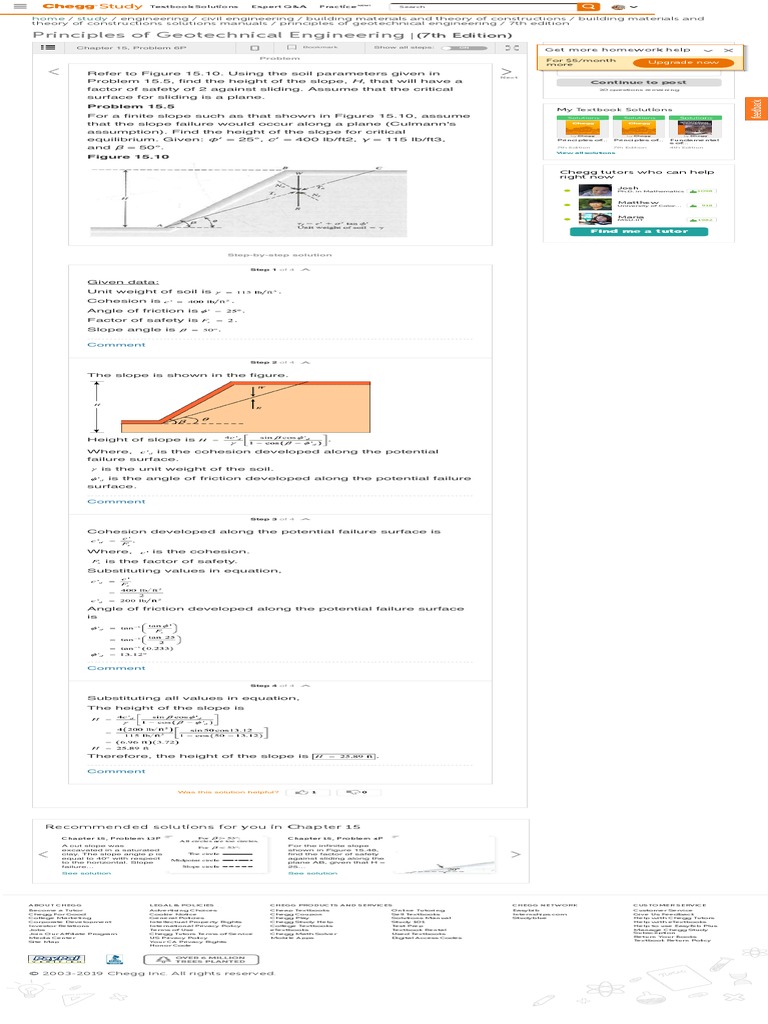 Principles of Geotechnical Engineering 7th Edition Textbook Solutions Chegg - Com 205 | PDF ...