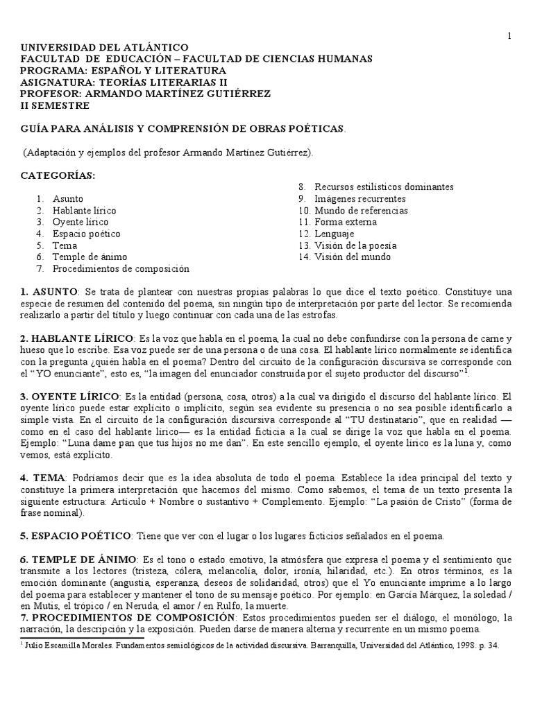 Guía de Análisis de Poemas | PDF | Poesía | Metáfora