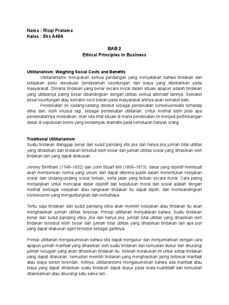 Tugas BAB 2 Ethical Principles in Business | PDF | Politik