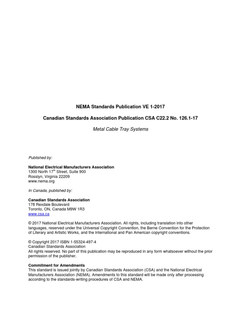 Nema Standards Publication Ve 1 2017 Canadian Standards Ve 1 Nema ...