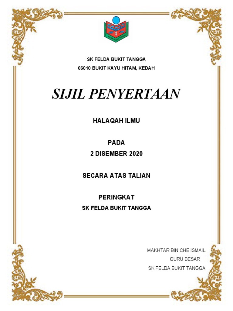 SK Felda Bukit Tangga Sijil | PDF