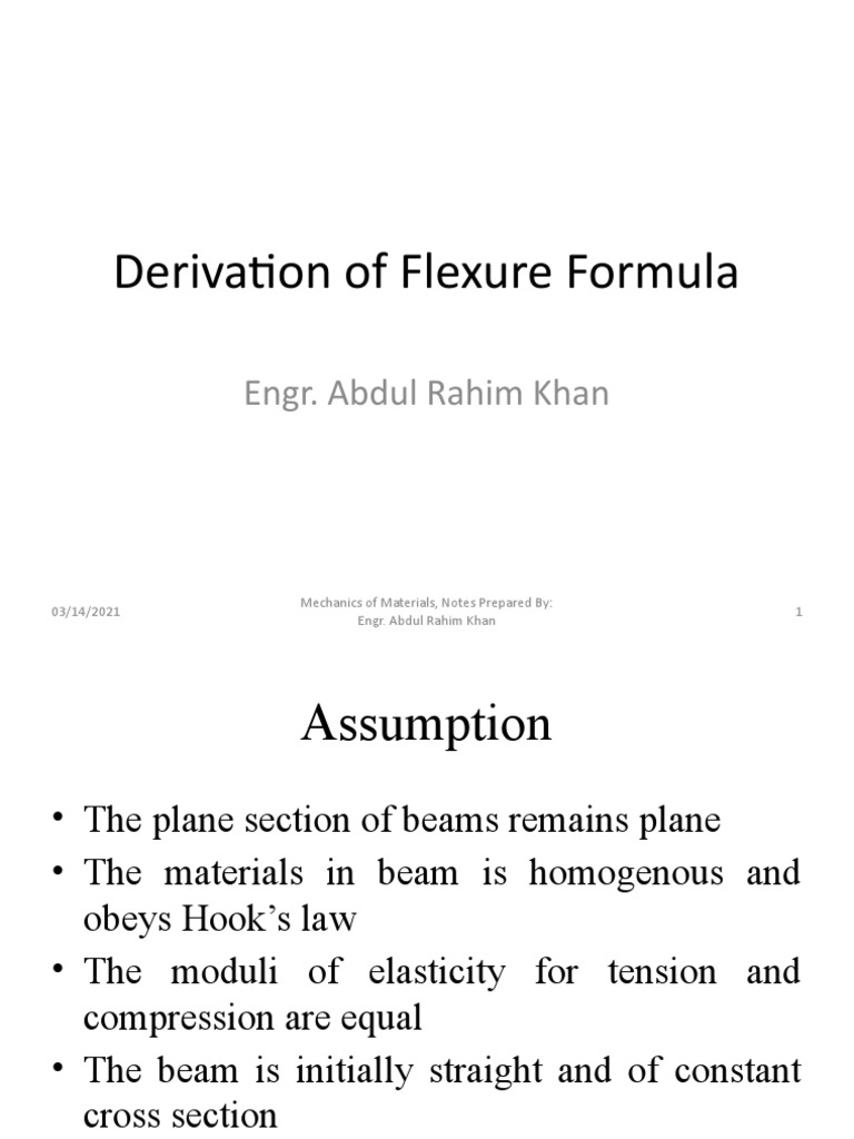 A Detailed Derivation of the Flexure Formula for Calculating Bending ...