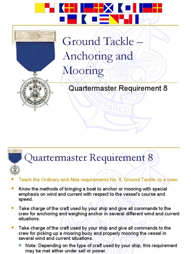 Ground Tackle - Anchoring and Mooring: Quartermaster Requirement 8 | PDF | Anchor | Water Transport