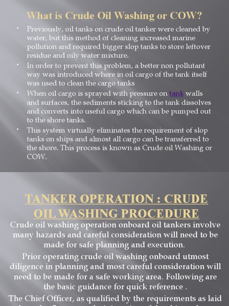 Crude Oil Washing Procedures on Tankers | PDF | Oil Tanker | Water