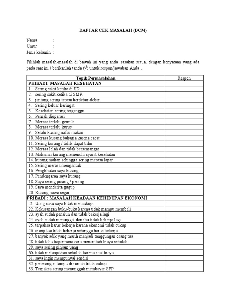 Angket DCM | PDF | Pengembangan Diri