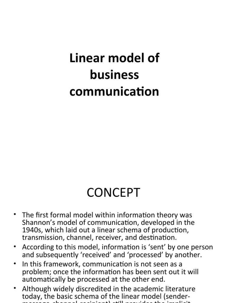 Linear Model of Business Communication | PDF | Communication | Emergence