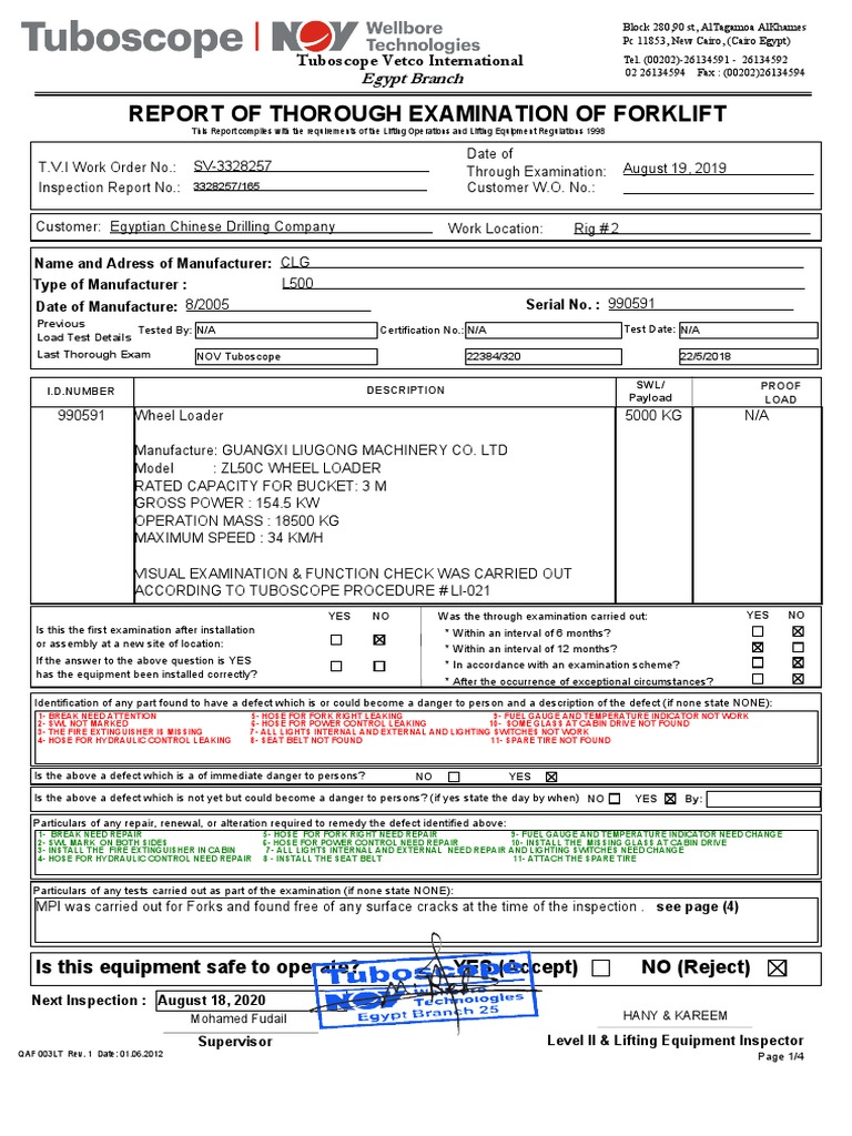 18 - Fork Lift Defect - Opt | PDF | Tire | Forklift