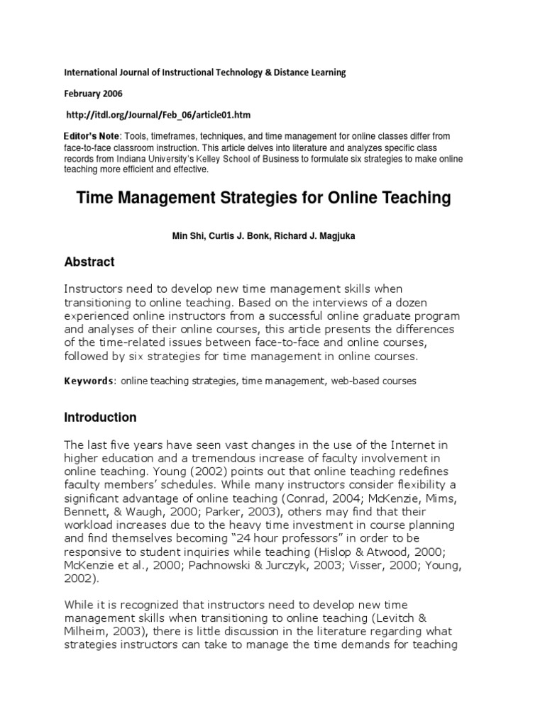 Time Management Strategies for Online Teaching | PDF | Educational ...