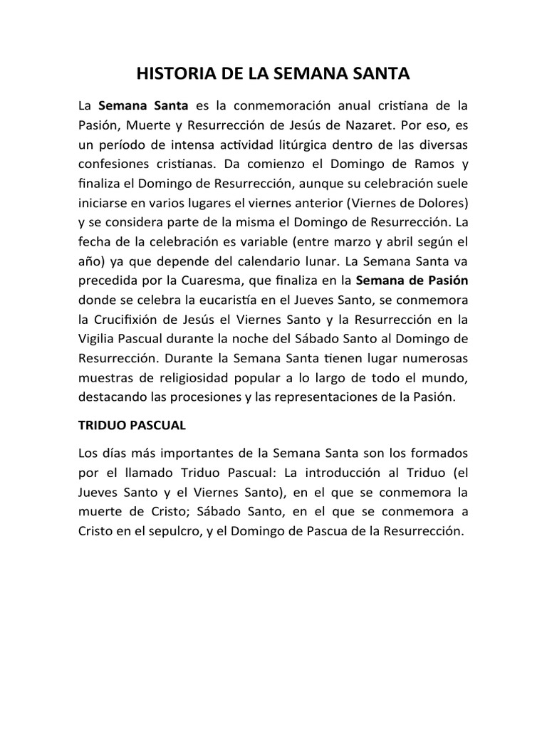 Historia y Significado de la Semana Santa | PDF