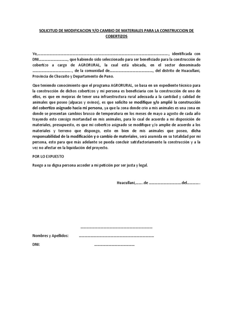 Solicitud de Modificacion | PDF