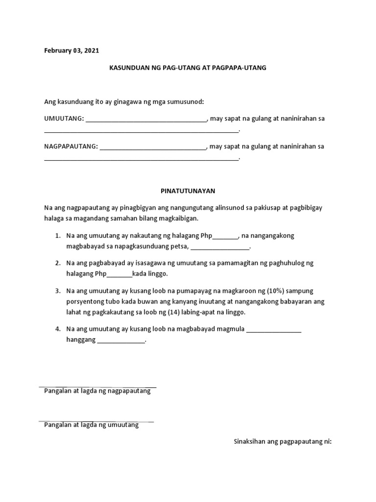 Kasunduan Sa Pagpapautang | PDF