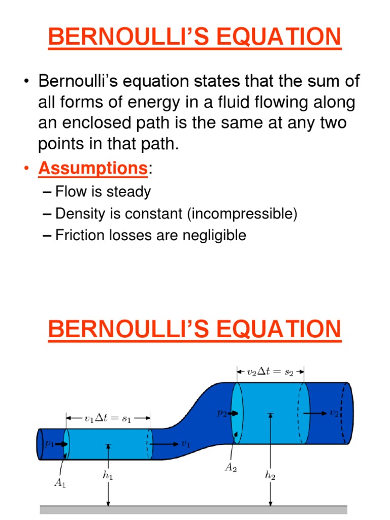 Bernoulli's Equation and Applications | PDF | Fluid Dynamics | Pump