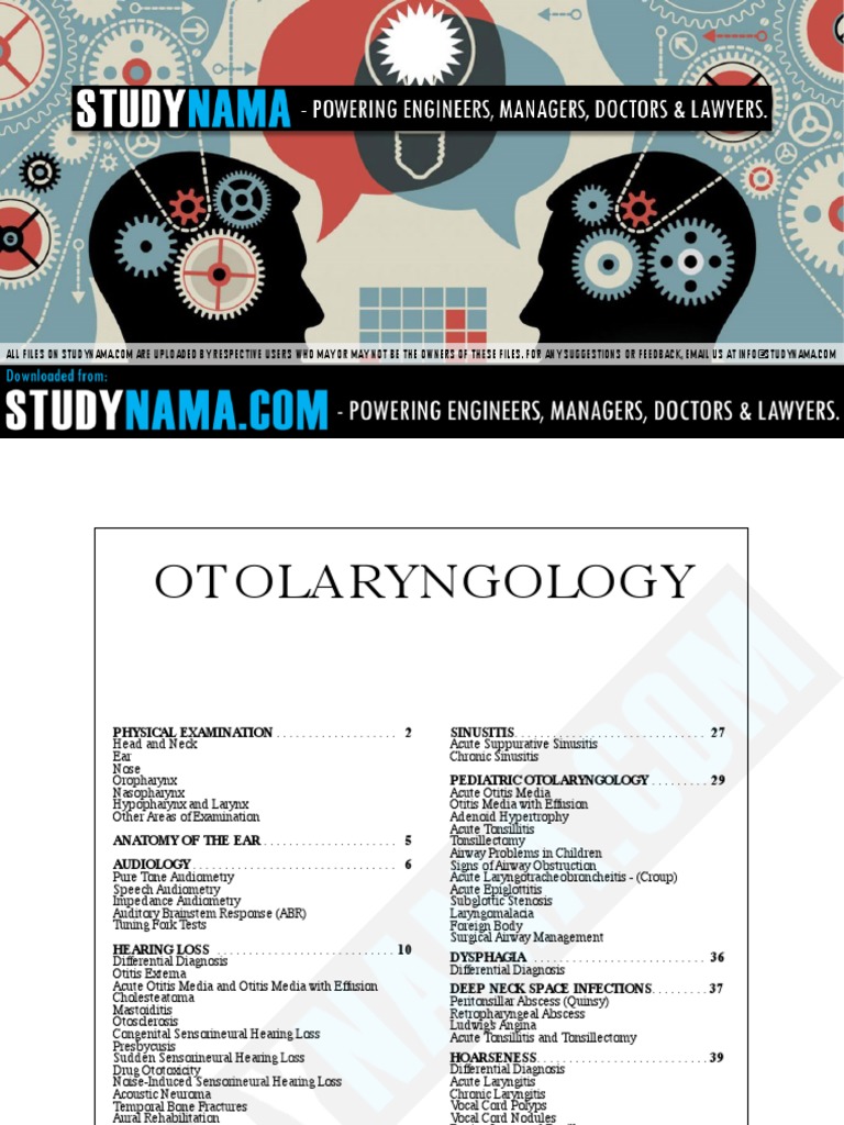ENT Notes | PDF | Hearing Loss | Hearing