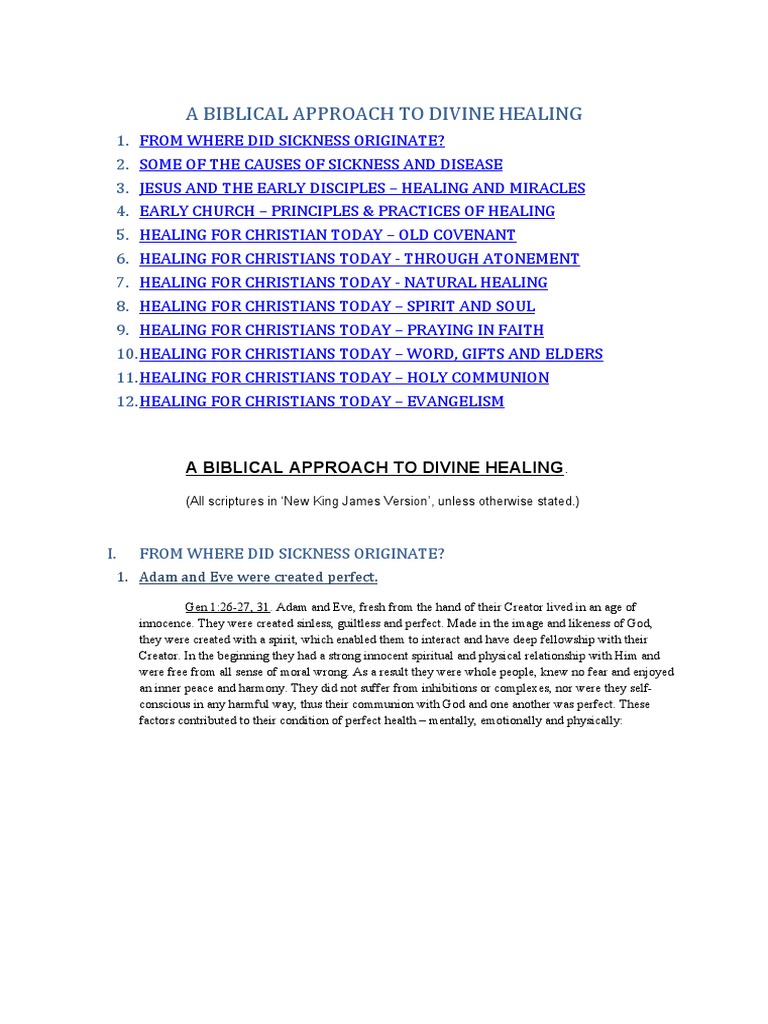 A Biblical Approach To Divine Healing | PDF | Faith Healing | Ministry ...